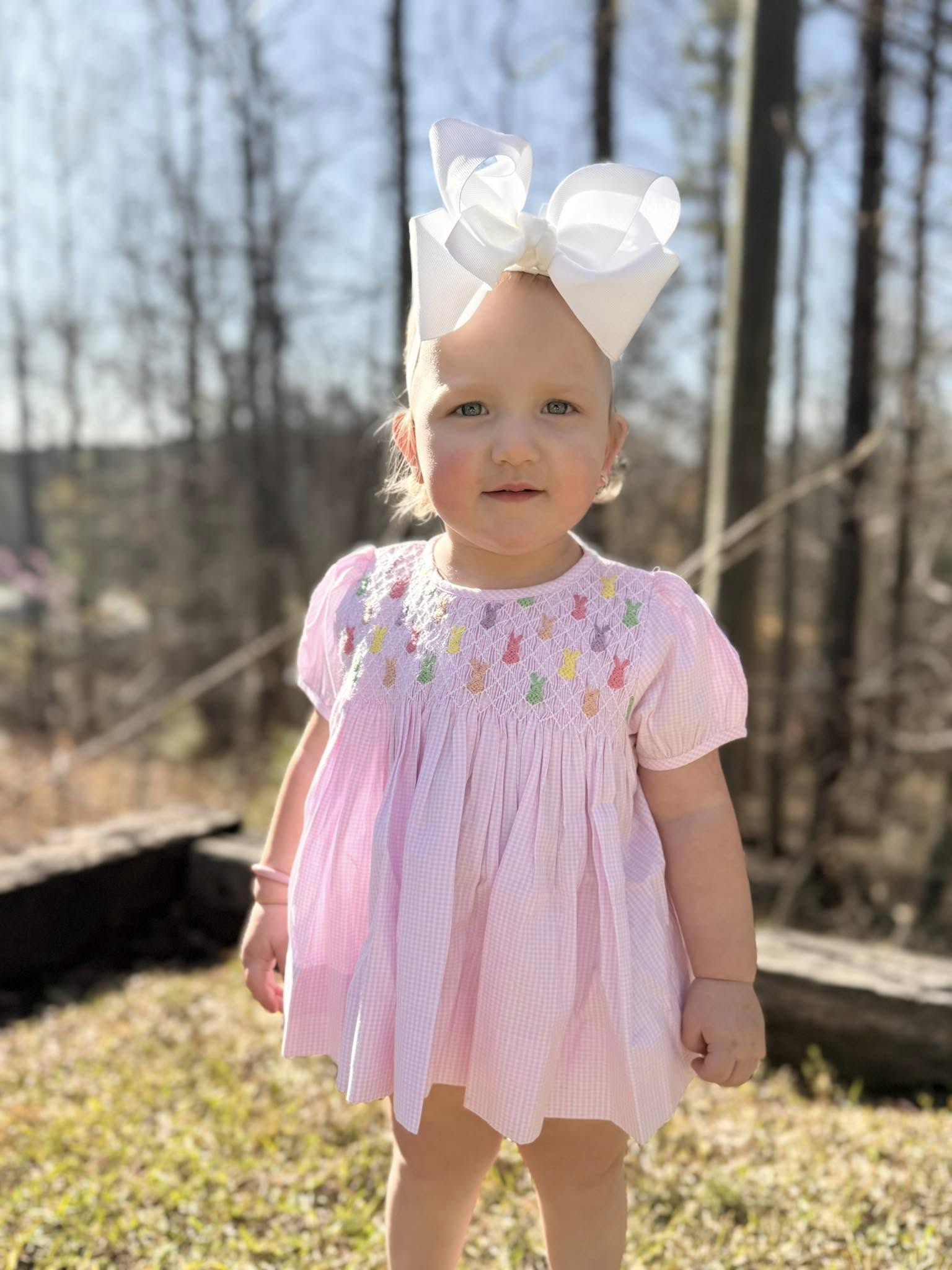 GIRLS COLORFUL PEEPS GEO SMOCKED BLOOMER SET – Saving Grace Smocks