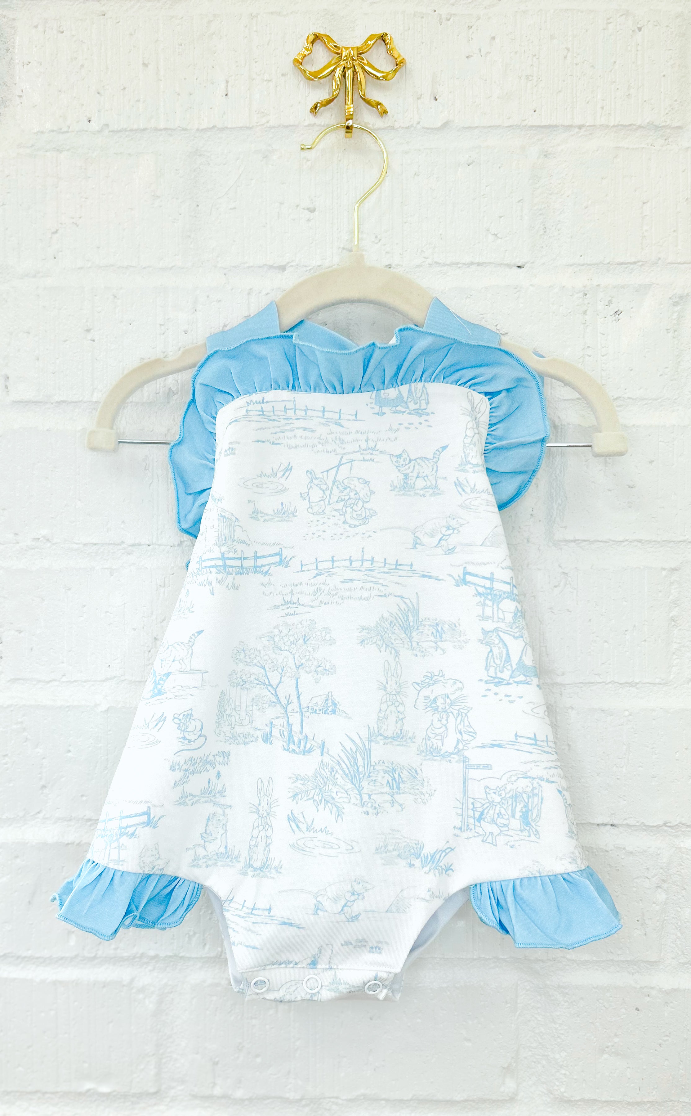 GIRLS PETER RABBIT TOILE SUNSUIT – Saving Grace Smocks