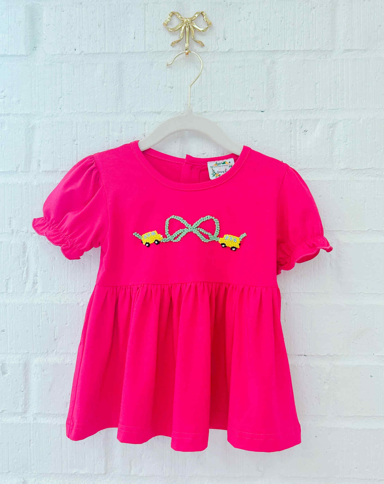 GIRLS BUSES & BOWS SHIRT – Saving Grace Smocks